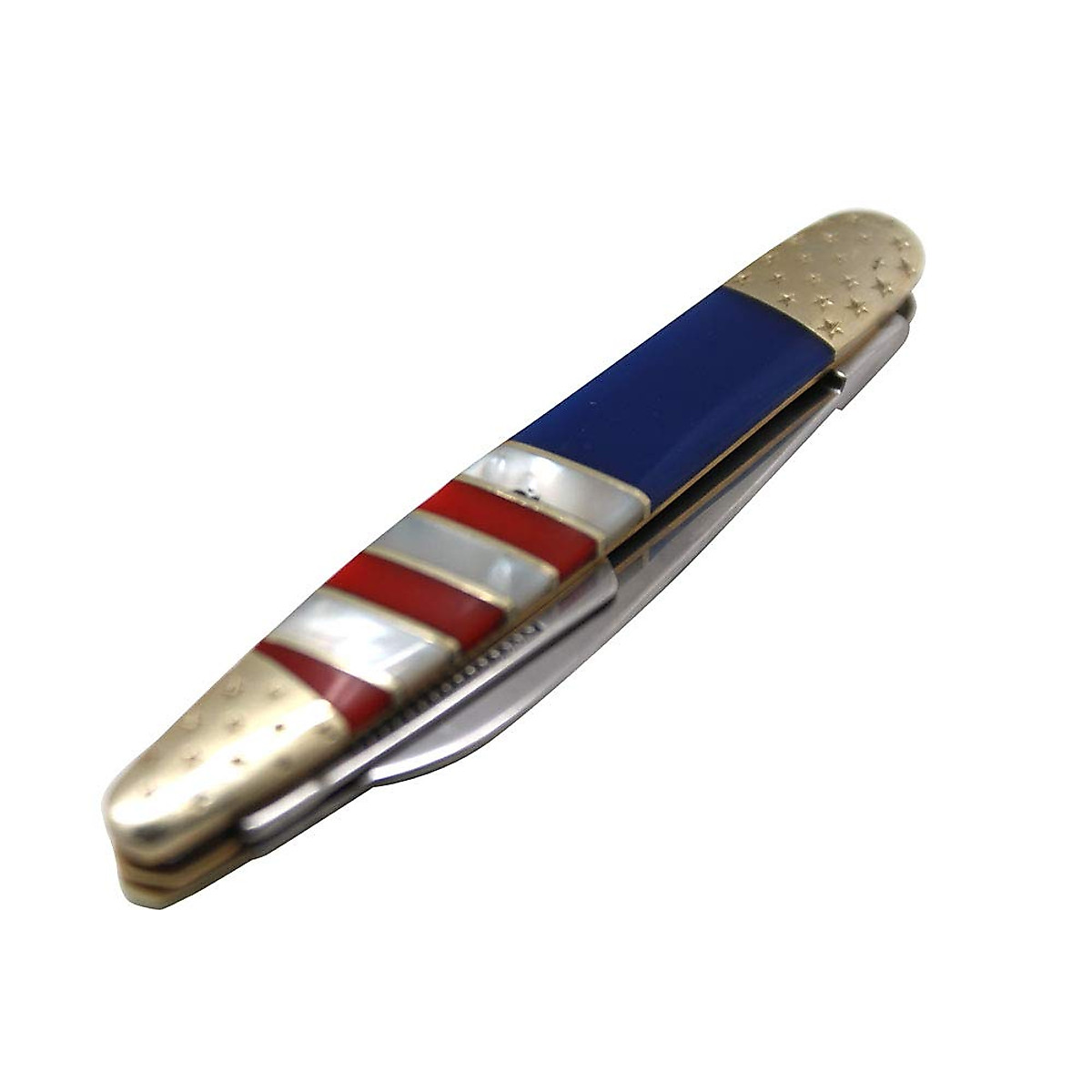 Old Ram Collection Every Day Carry 3 Blade Smooth Non-Slippery Handle Trapper Folding Pocket Knife (USA FLAG)