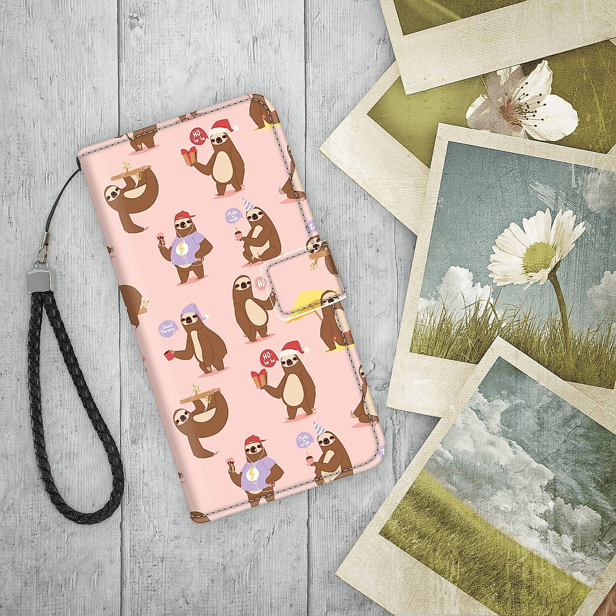 GackCase Wallet Case for Samsung Galaxy S9 Plus (2018) [6.2 Inch] with Sloth Animals Stand Support Wristband Credit Card Slots Side Cash Pocket Magnetic Buckle PU Leather Flip Cover