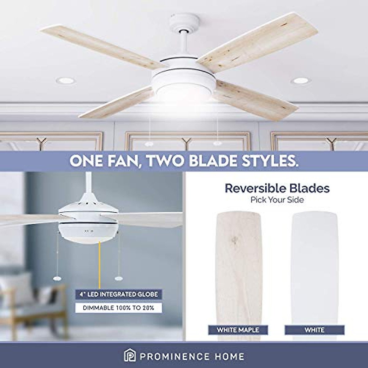 Prominence Home 51636-01 Kailani Ceiling Fan, 52, White