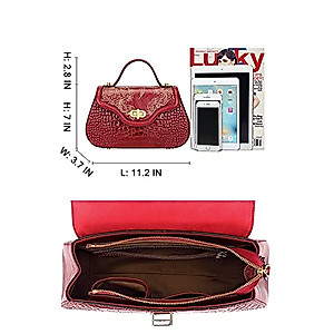 PIJUSHI Designer Crossbody Purses and Handbags for Women Crocodile Leather Satchel Bag (66522 Red)