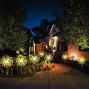 2-Pack Solar Garden Lights Outdoor Decorations, 180 LED Solar Firework Lights Waterproof with 2 Modes, String Solar Powered Lights Outdoor for Pathway Yard Party Wedding Patio Walkway(Warm White)