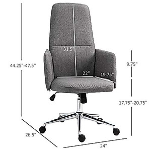 Vinsetto High Back Office Chair Breathable Fabric Computer Home Rocking Seat with Swivel Wheels, and Padded Arms, Grey
