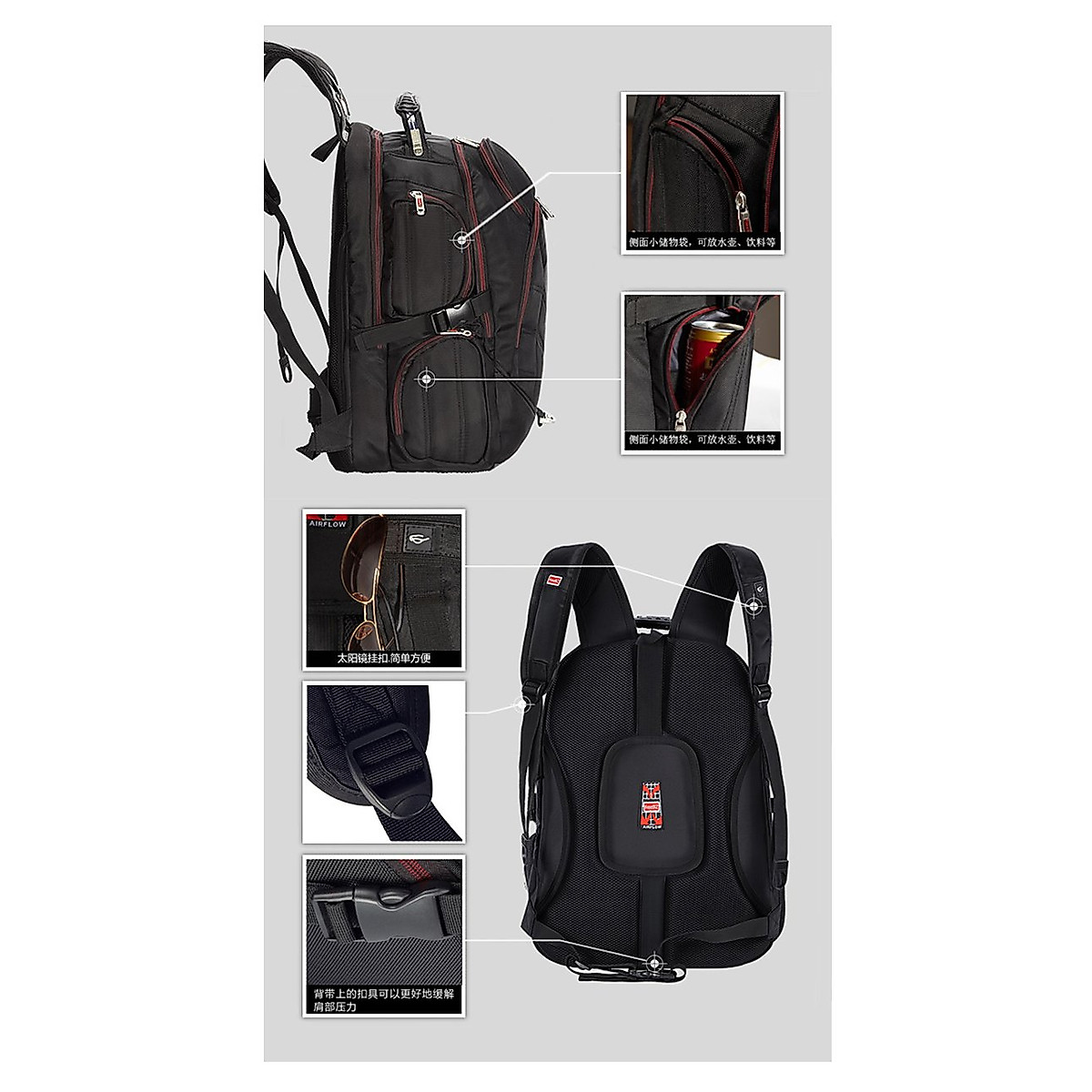 FreeBiz 19 Inch Laptop Backpack Bag, 55L Travel Bag Knapsack Rucksack Hiking School Bookbag