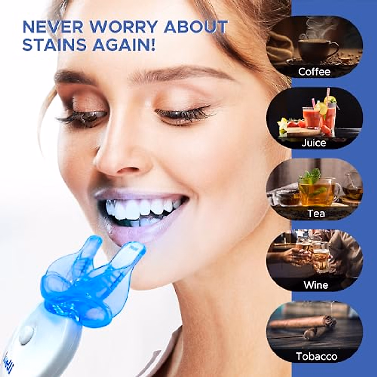 LUELLI Teeth Whitening Kit with LED Light, 35% Carbamide Peroxide, Teeth Whitening Gel, Helps to Remove Stains from Coffee, Smoking, Wines, Soda, Food, Home Dental Products for Sensitive Teeth