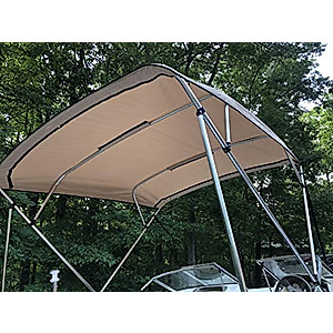 Replacement Bimini Top Canvas with Boot, Beige, 10' Long x 8.5' Wide, 16oz, by Cypress Rowe Outfitters, 4 Bow, fits 97"-103" Width