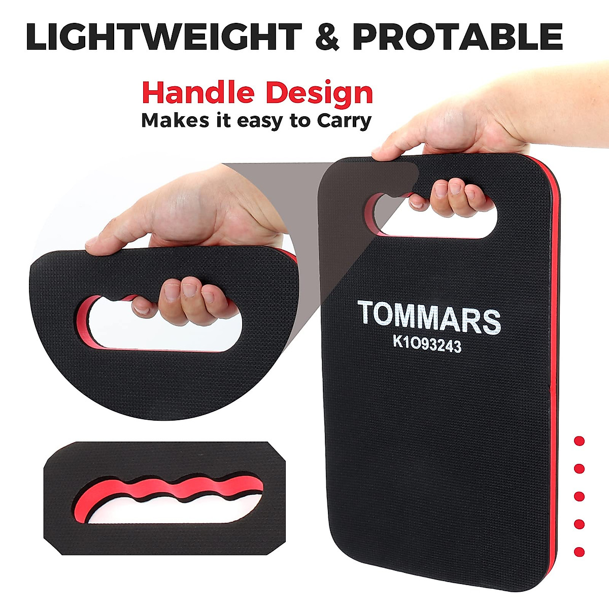 TOMMARS Thick Kneeling Pad 0.9 inch, kneeling pad for mechanic automotive kneeling pad foam kneeling pad Waterproof Anti-Fatigue with Handle