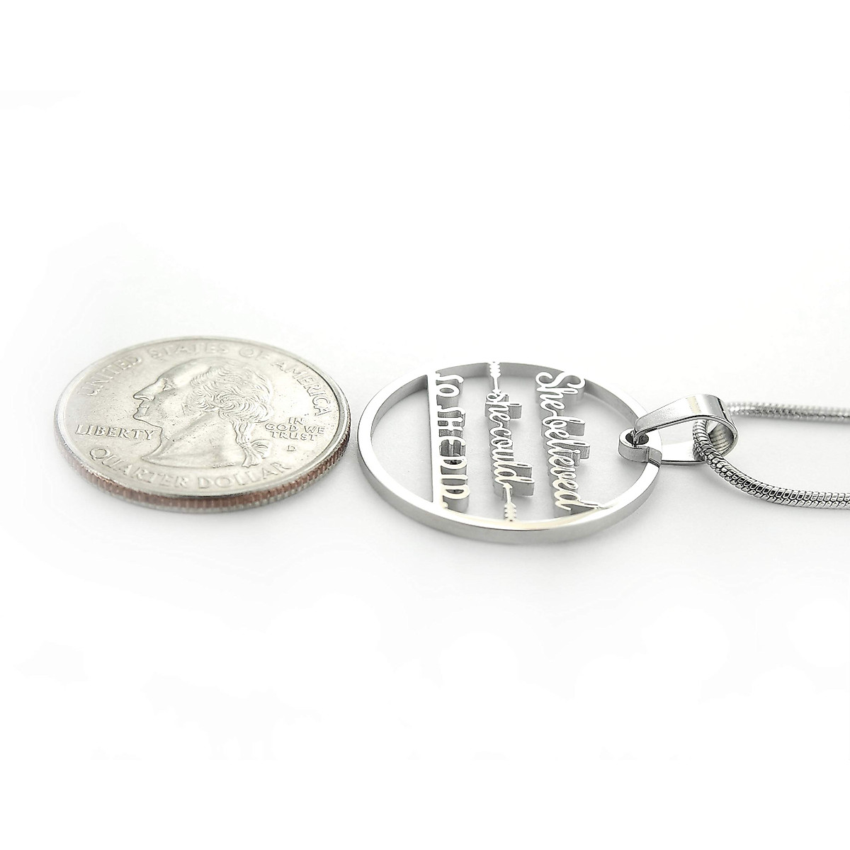 Ann Claridge She Believed She Could So She Did Necklace, 20" Chain, Pure 304 Stainless Steel, Motivation Jewlery Encouragement Gift