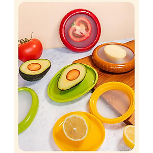 WinGetor 4pcs Silicone Fruit Storage Box, Upgrated Silicone Fruit Storage Containers, Reusable Fruit Vegetable Containers for Fridge Keep Fresh, for Lemons,Potatoes,Tomatos, Avocado