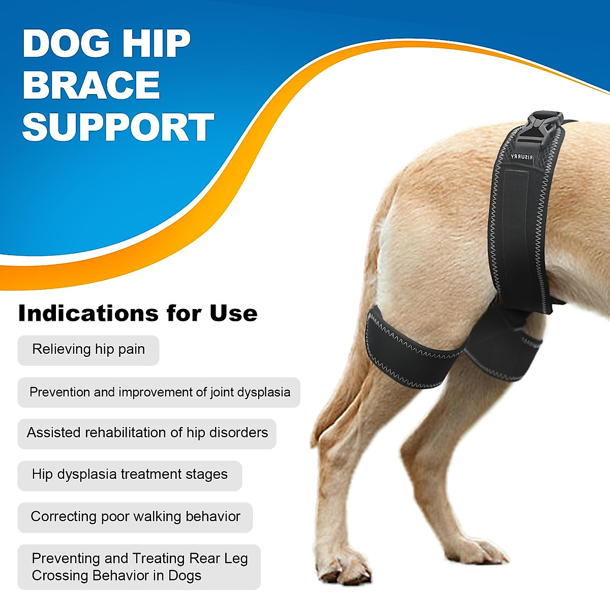 CHAMIN Dog Hip Orthotics Brace, Dog Hip Dysplasia Brace Harness, Support for Hip Dysplasia, Luxating Patella, Relieve Hip Pain, Prevent Hip Joint Diseases and Assisted orthopedics, et(Large)