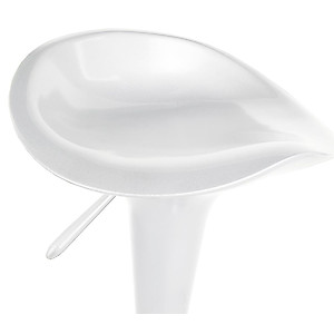 Displays2go Modern Bar Chair, Swiveling, Ergonomic Seat with Adjustable Lift (White ABS Plastic and Chrome)