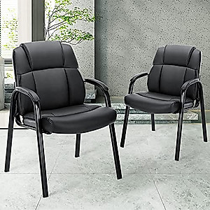 edx Waiting Room Chairs - Reception Chairs Office Guest Chairs Set of 2, Conference Room Chairs Lobby Chairs with Padded Arms, PU Leather Executive Office Desk Chair No Wheels