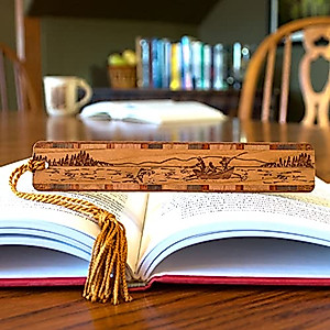 Drift Boat Fishing Fishermen Engraved Wooden Bookmark - Also Available with Personalization - Made in USA