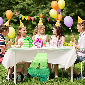 WinnerWhy Number Pinata Decorations 16 Inch Gradient Green Number Pinata with Blindfold Stick and Confetti for Birthday Baby Shower Safari Jungle Themed Party Supplies Xmas Centerpiece (Number 4)