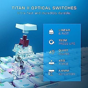 ROCCAT Vulcan II Mini Air 65% Optical Mechanical Gaming Keyboard, Full Wireless and Bluetooth Capabilities, Customizable RGB Illumination, Button Duplicator, On-Board Profiles, Aluminum Plate – White