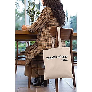 Pop Threads Thats What She Said Office Coworker Gift Funny Black 15x15 inches Large Canvas Tote Bag