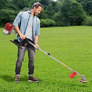 Guaopom 26cc Gasoline Power Weed Wacker, 2-Stroke Single-Cylinder Air-Cooled Handheld Weed Whacker, Lawn Edger 2T Head with Rollers Grass Trimmer Tools for Home Gardeb Yard Patio Park Agriculture