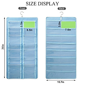 Khikily Hanging Jewelry Organizer, Dust Proof Eyeglasses Holder with 32 Clear Slots, Sunglasses Organizer Storage Wall Mounted, Sunglasses Display With 360-Degree Rotating Hook (Blue)