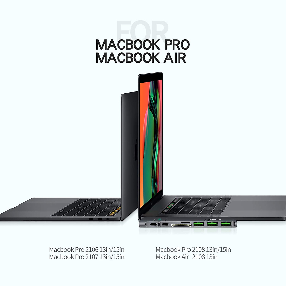 8 in 1 USB C Hub 40Gbps Thunderbolt 3 Dongle with 3 USB 3.0 Ports, 4K USB C to HDMI, SD/TF Card Reader, 100W Pd for MacBook Air 2018 13'', MacBook Pro 2018/2017/2016 13'' 15''