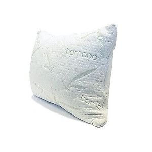 Memory Foam Travel Pillow - Camping Pillow - Cooling Rayon Made from Bamboo and Polyester Cover - Machine Washable - Great for Airplanes and Cars