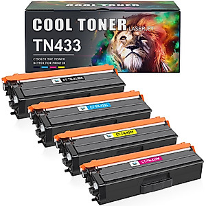 Cool Toner Compatible Toner Cartridge Replacement for Brother TN433 TN-433 MFC-L8900Cdw TN431 for Brother HL-L8360Cdw HL-L8260Cdw MFC-L8610Cdw HL-L8360Cdwt Printer (Black Cyan Magenta Yellow, 4 Pack)