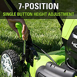 Greenworks 40V 19" Brushless (2-In-1) Lawn Mower, 4Ah USB (Power Bank) Battery and Charger Included MO40L414