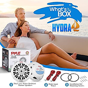Pyle 5.25 Inch Dual Marine Speakers - 2 Way Waterproof and Weather Resistant Outdoor Audio Stereo Sound System with 150 Watt Power, Poly Carbon Cone, Cloth Surround and Low Profile Design - 1 Pair