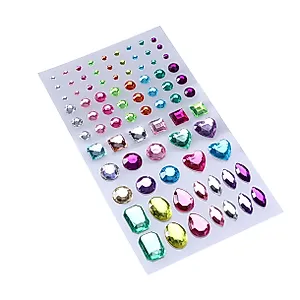 TEHAUX 2 Sheets Rhinestones Stickers Crystal Decor Gem Stickers Kid Stickers Crystals Decor Kids Decor Jewel Stickers Phone Stickers Rhinestone Stickers Gems Stickers Child Acrylic Crafts