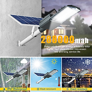5000 Watt Solar Street Lights Outdoor, 400000LM 6500K High Powered Commercial Parking Lot Lights Dusk to Dawn, Waterproof Solar Security Flood Lights with Remote for Yard, Parking Lot, Driveway