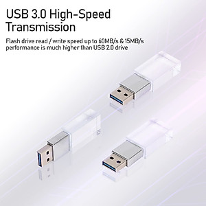 Laak 16GB New Crystal Transparent Rectangle Genuine USB Flash Drive 3.0 Wedding Gift Pendrive,Silver