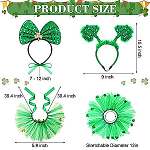 4 Pcs St Patrick's Day Dog Costume Pet Costume, Tutu for Dogs Sequins Bowtie Shamrock Headband Dog Dress Tutu Collar Green Puppy Skirt for St. Patrick's Day Irish Party Dog Pets Accessories Photo Prop