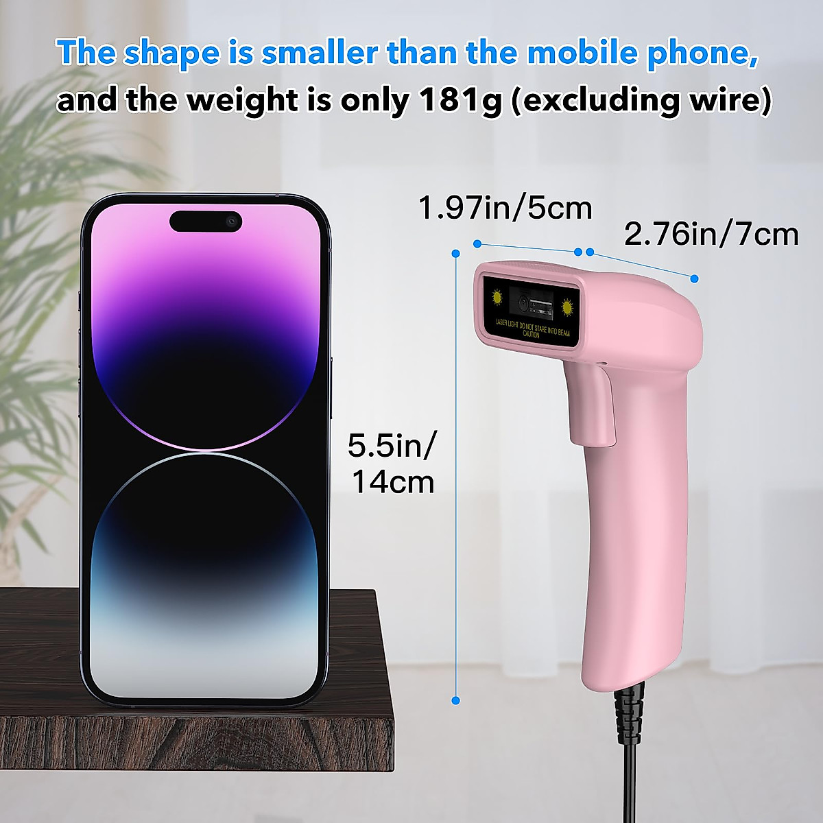 Symcode USB 1D Barcode Scanner, Handheld Wired CCD Laser Barcode Reader Scanner Supports Screen Scan UPC Bar Code Scanner for Warehouse, Library, Supermarket,POS