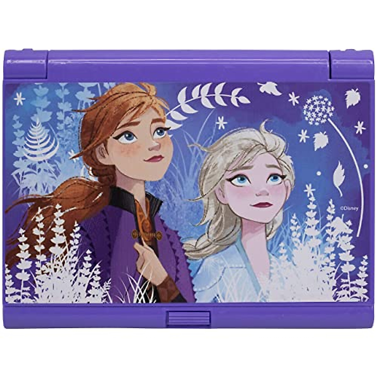 Disney Frozen Elsa Anna Cosmetic Compact Set with Mirror 22 Lip glosses, 4 Body Shines, 6 Brushes Colorful Portable Foldable Washable Makeup Beauty Kit Box Set for Girls Kids Toddler