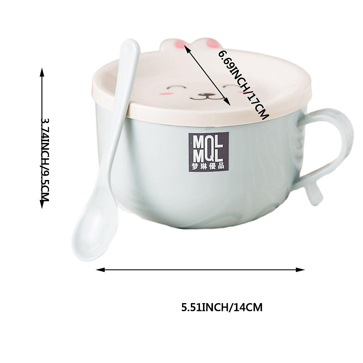 Noodle Bowl, Rabbit Stainless Steel Bowl Cartoon, Rabbit Bowl Double-layer Insulated Cutlery Large Capacity Pancake Omelette Shaper for Pho, Noodle, Udon Swan-us