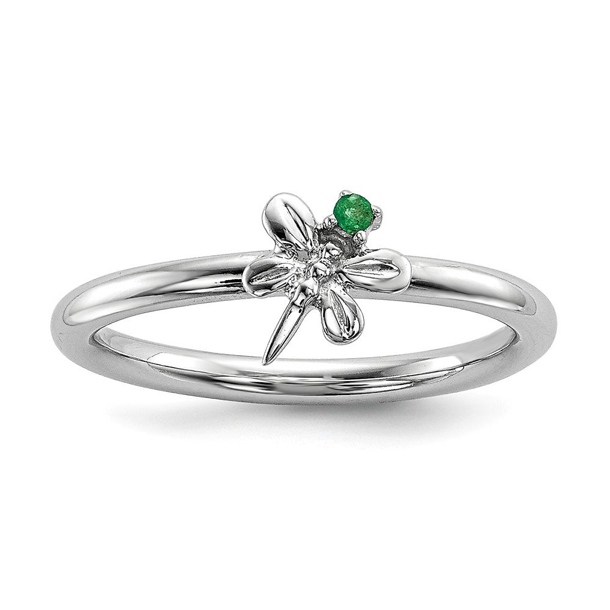 Solid 925 Sterling Silver Stackable Set of 3 Sapphire Blue September Gemstone, Ruby, Emerald Green May Gemstone Engagement Rings Size 7