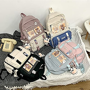 Tonecy Kawaii Backpack Lovely Pastel Rucksack for Teen Girls, Cute Aesthetic Bookbag for School with Kawaii Pin and Accessories (Pink), 43 * 30 * 13cm/16.9(L) * 11.8(W) * 5.1(H) inch