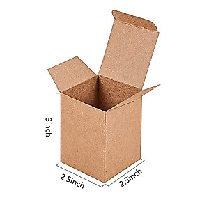 BENECREAT 60PCS Gift Boxes Brown Paper Boxes Party Favor Boxes 2.5 x 2.5 x 3 Inches with Lids for Gift Wrapping, Wedding Party Favors