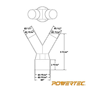 POWERTEC 70276 4-Inch to 2-1/2-Inch Dust Collection Splitter Fitting