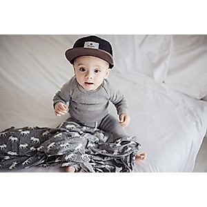 Copper Pearl Large Premium Knit Baby Swaddle Receiving Blanket Grey and White Moose Scout