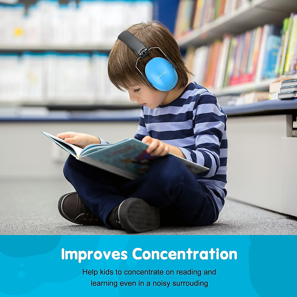 ProCase Noise Cancelling Headphones for Kids Toddler, SNR 27dB Noise Reduction Ear Muffs, Kids Ear Protection for Fireworks Autism, Sensory Headphones for Autistic Kids -2 Pack, Blue & Black