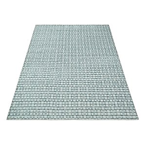 Artisan's Arc Hand Made Checkered Scandinavian Blended Wool Flatwoven Area Rug, White, Teal and Gray, 8x10 | KE18810