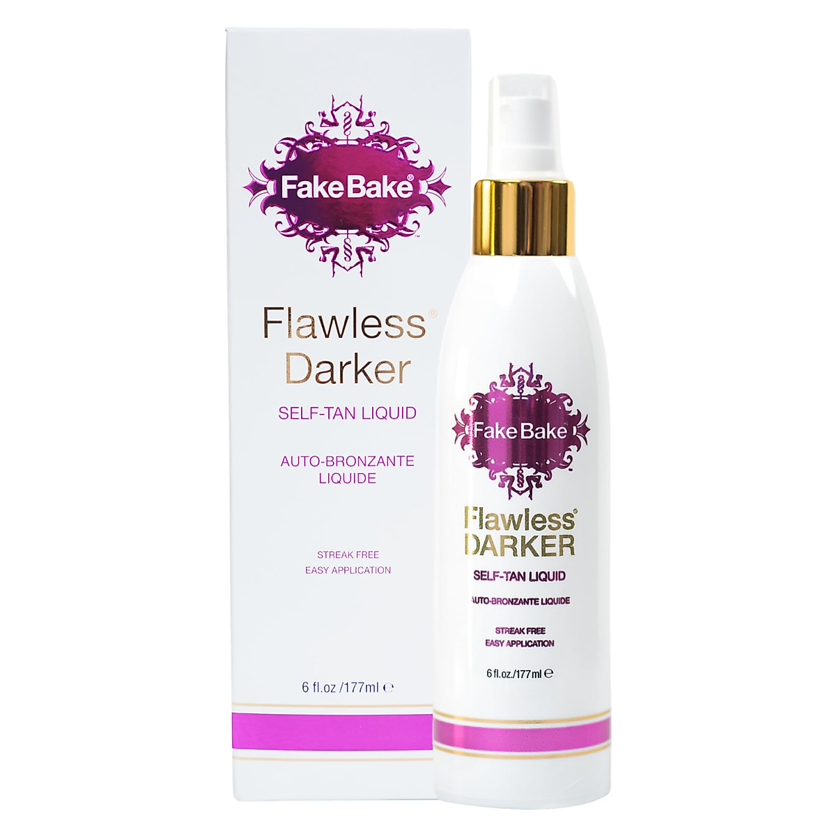 Fake Bake Flawless Darker Self-Tanning Liquid Streak-Free, Long-Lasting Natural Glow For All Skin Tones - Sunless Tanner Includes Professional Mitt For Easy Application, Black Coconut Scent - 6 oz
