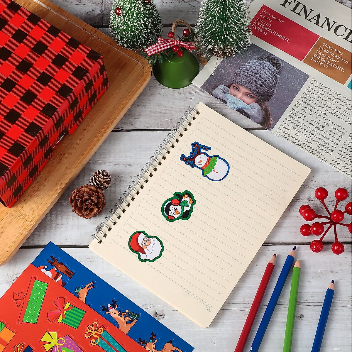 1200 Pcs Christmas Theme Sticker for Kids Christmas Tree Snowflake Stickers Gingerbread Stickers Santa Claus Stickers Holiday Stickers for Teachers Christmas Winter Classroom Party Favor