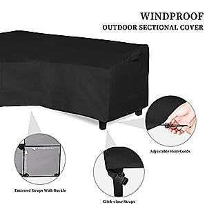 Easy-Going Patio V-Shaped Sectional Sofa Cover, Waterproof Outdoor Sectional Cover,Heavy Duty Garden Furniture Cover with Air Vent 89" L (on Each Side) x 33.5" D x 31" H, Black