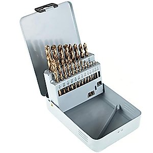 findmall 21Pcs Drill Bit Set Cobalt Drill Bit Set M35 High Speed Steel Drill Bits 1/16"-3/8" with Metal Storage Case