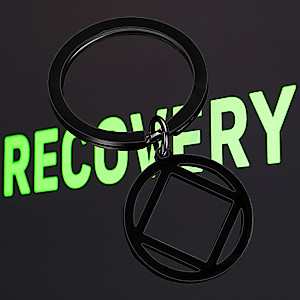 Recovery Gifts NA Jewelry Narcotics Anonymous Necklace Keychain 12 Step Addict Jewelry Recovery Sobriety Gift(NA Keychain Black)