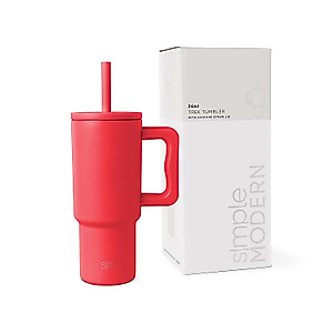 Simple Modern Kids 24 oz Tumbler with Handle and Silicone Straw Lid | Spill Proof and Leak Resistant | Reusable Stainless Steel Bottle | Gift for Kids Boys Girls | Trek Collection | Radiate Red