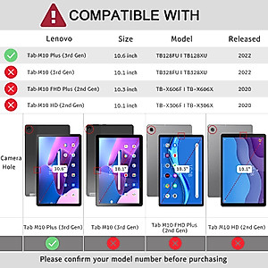 ATOOZ for Lenovo Tab M10 Plus (Gen 3) Case 10.6-inch 2022, Kids Case Cover with Shockproof Handle Stand for Lenovo Tab M10 Plus 3rd Gen (TB125FU / TB128FU / TB128XU) 10.6" Tablet (Rose)