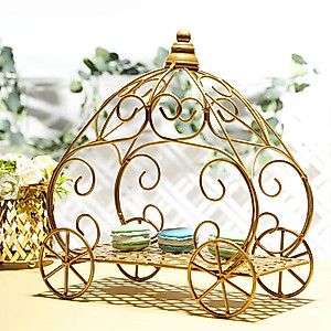 Tableclothsfactory 11" Gold Cinderella Pumpkin Carriage Centerpiece, Decorative Princess Carriage