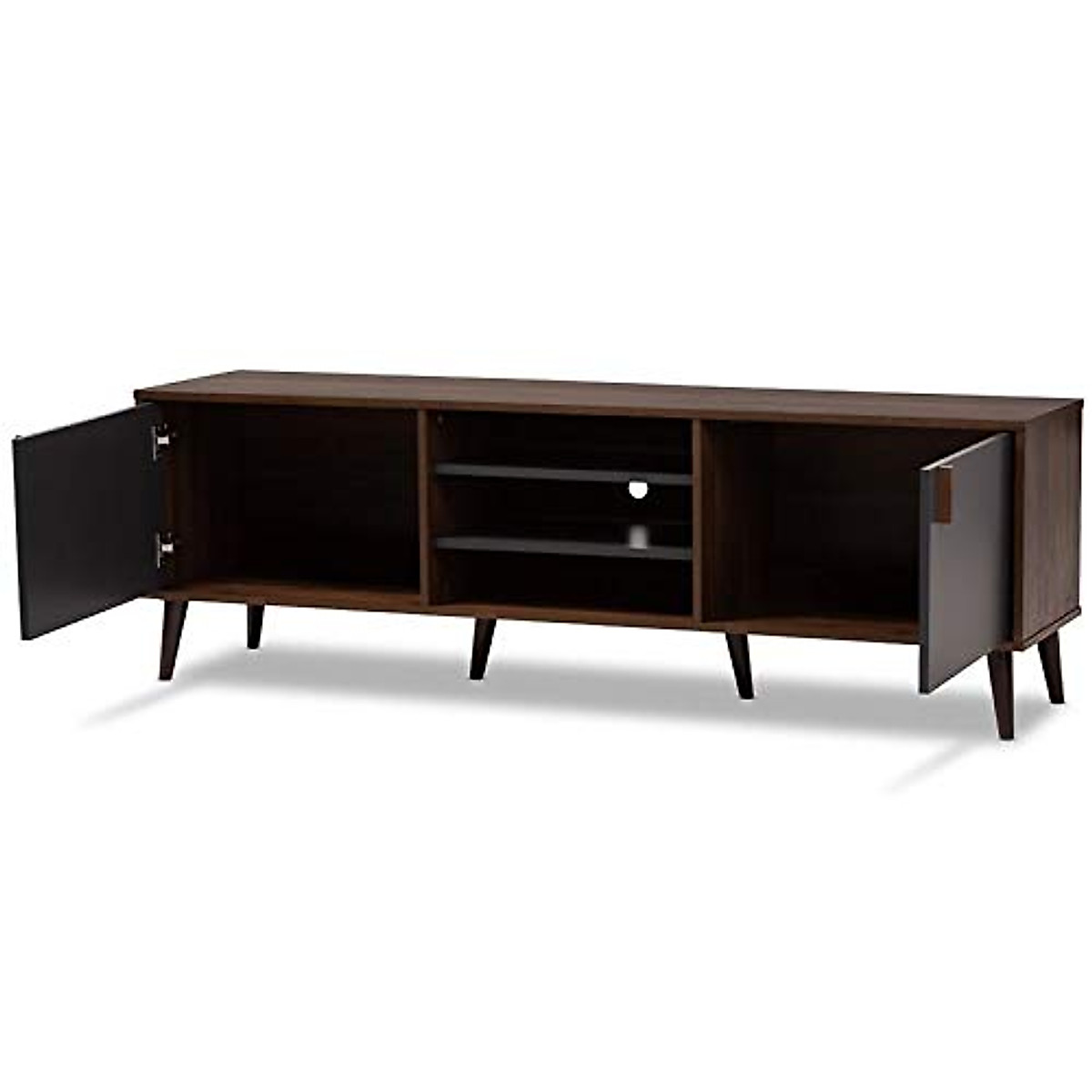 Baxton Studio Samuel Modern TV Stand in Brown and Dark Grey
