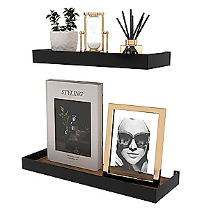 RLAVBL Wall Shelves Set of 2, Rustic Storage Wood Wall Mounted Floating Shelves for Bedroom Living Room Kitchen